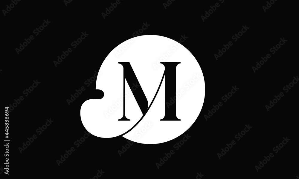 Initial M letter Black Color with White Background Logo Design vector ...