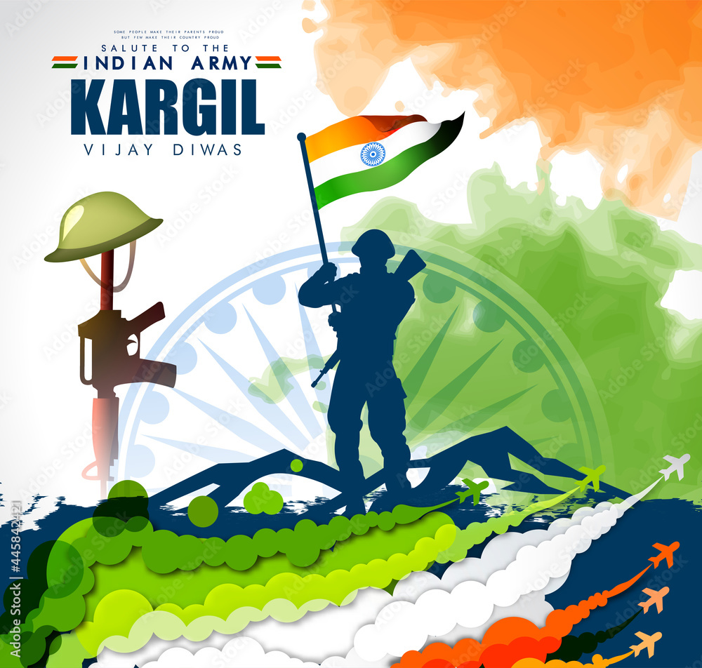 Kargil Vijay Diwas, banner or poster. Vector illustration of Poster for salute indian army, amar ...