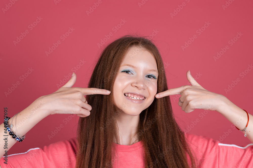 13 years old girl kid in casual isolated on terracotta background happy ...