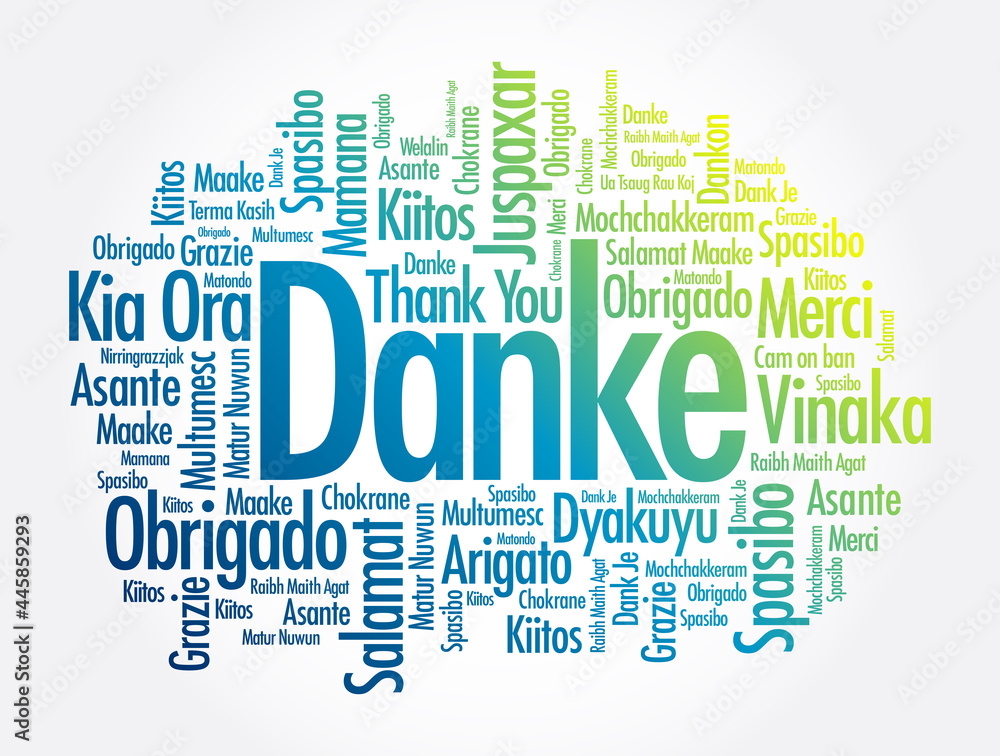 Danke (Thank You in German) Word Cloud background, all languages ...