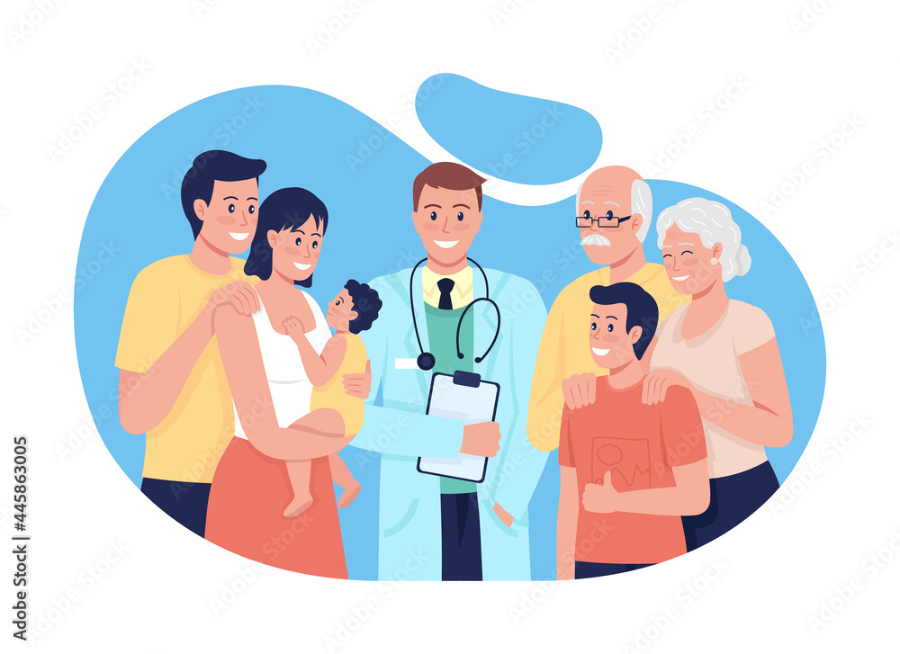 General medical treatment for people all ages 2D vector isolated ...