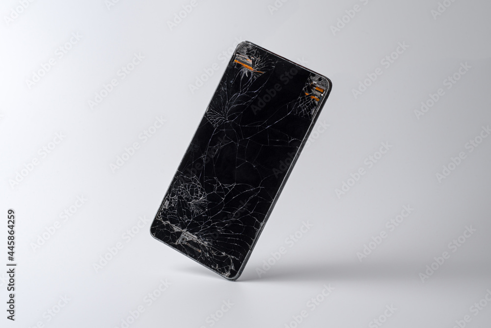 Mobile phone in equilibrium with a very broken screen and the circuitry ...