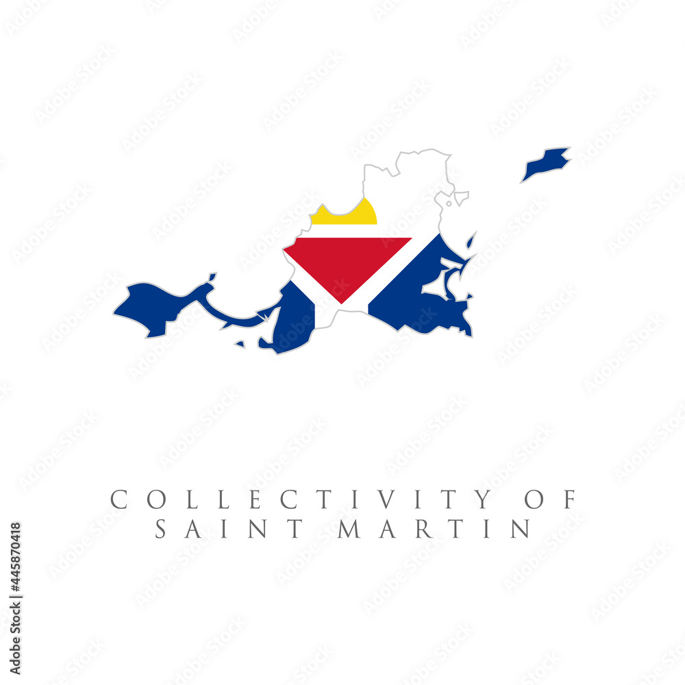 Collectivity of Saint Martin flag map. The flag of the country in the ...