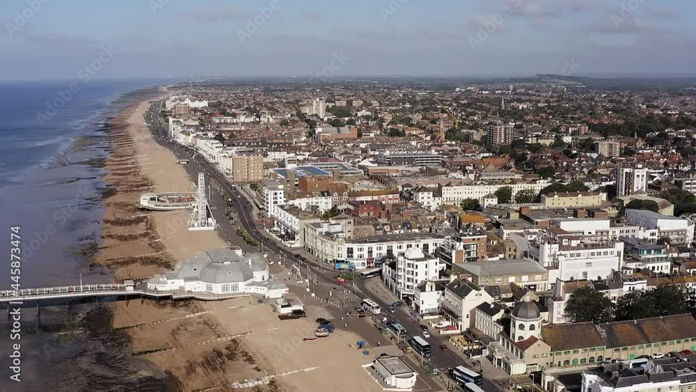 Approaching Worthing Town centre from the sea with the Victorian and ...