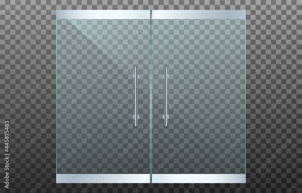 Realistic transparent double glass door isolated on transparent ...