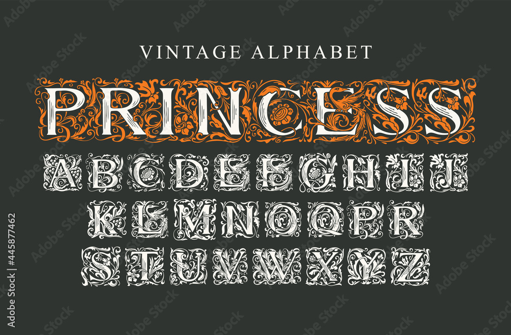 The word PRINCESS. Luxury design of Beautiful hand-drawn font for card ...