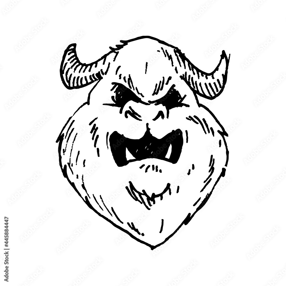 Etched vector illustration. Art work. Hand drawn ink sketch of fierce ...