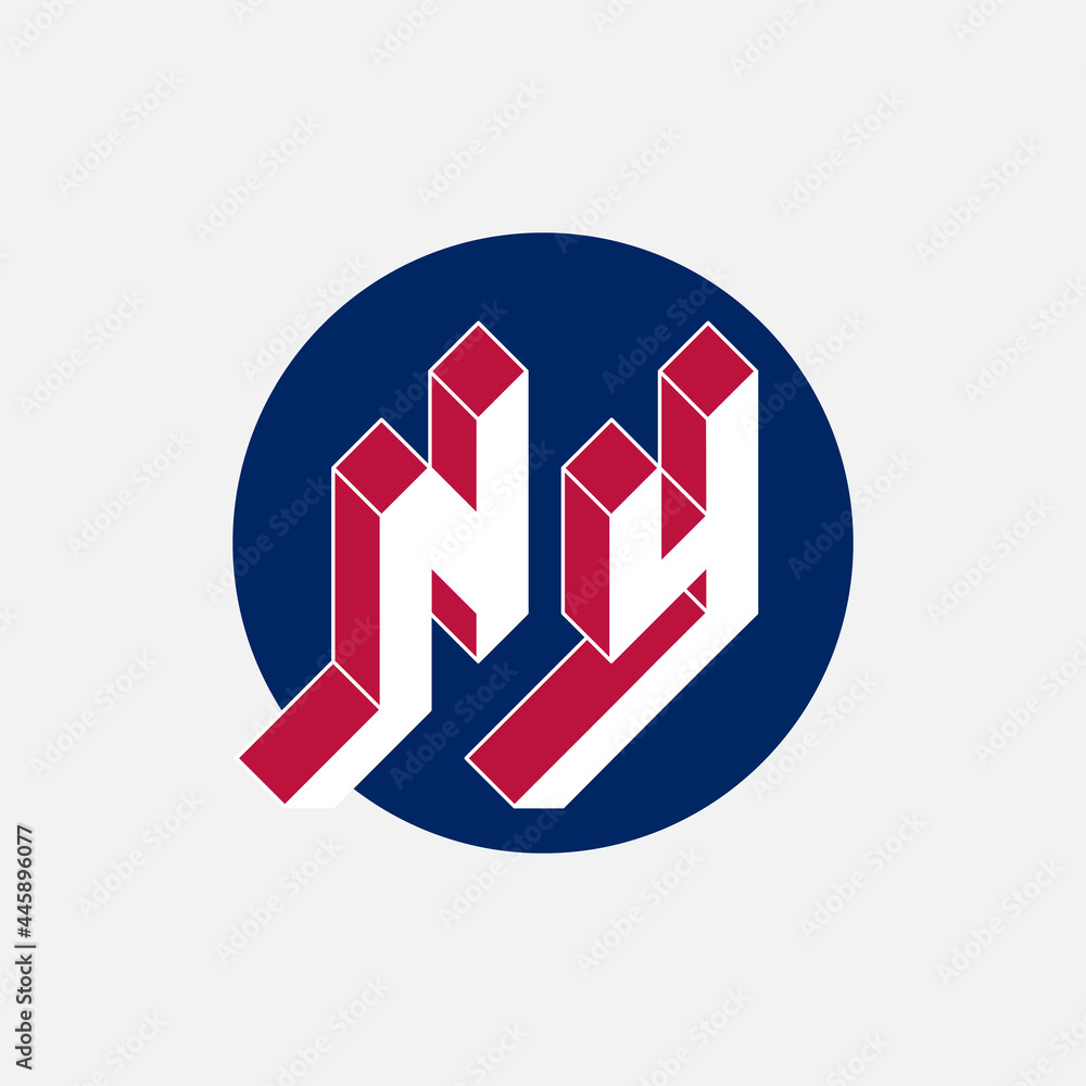 NY - abbreviation of New York City. Isometric 3d font for design. N and ...