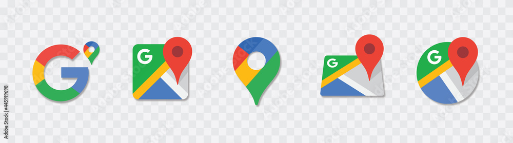 Google Maps icon set. Location icon symbol. Map pin markers. Location ...