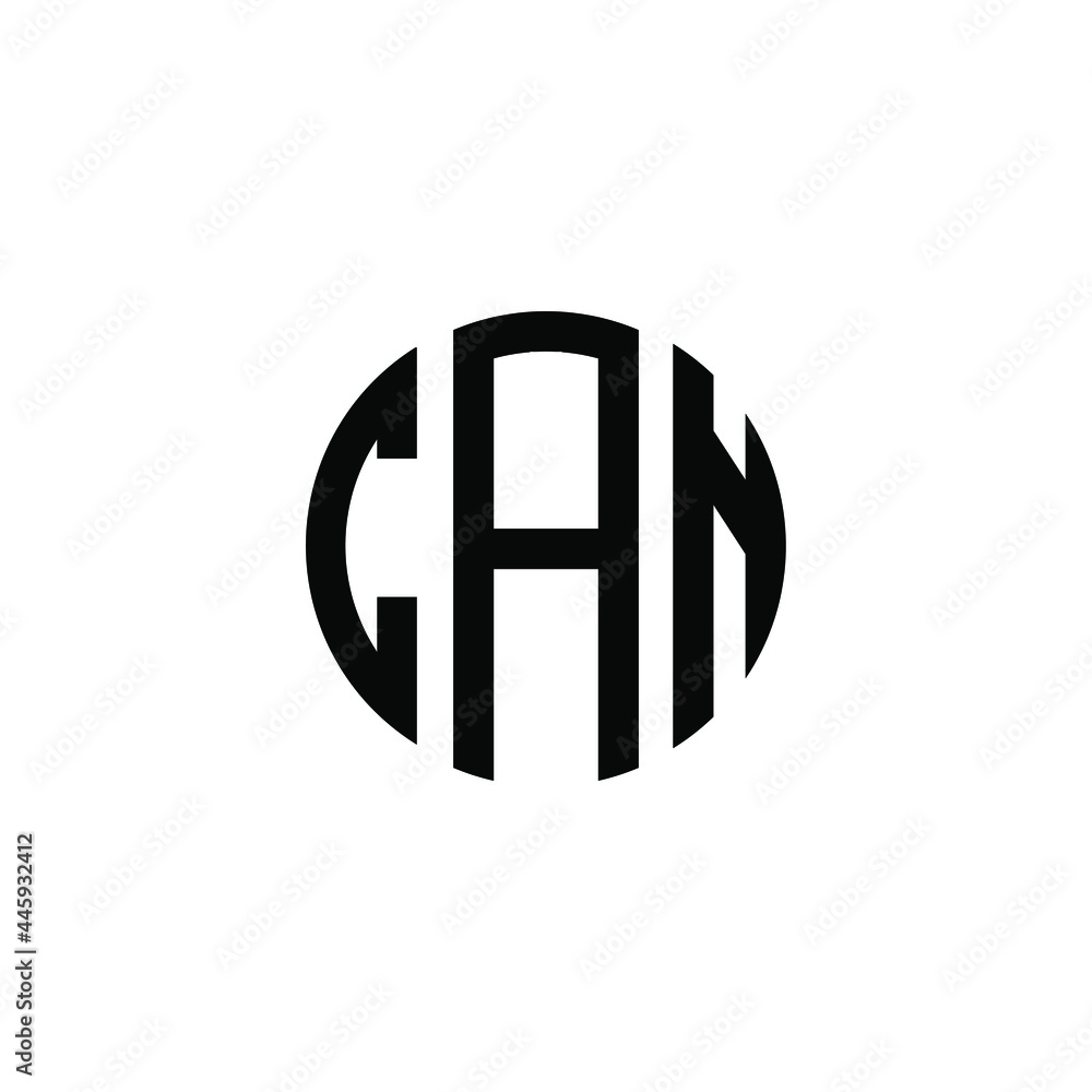 CAN letter logo design. CAN letter in circle shape. CAN Creative three ...