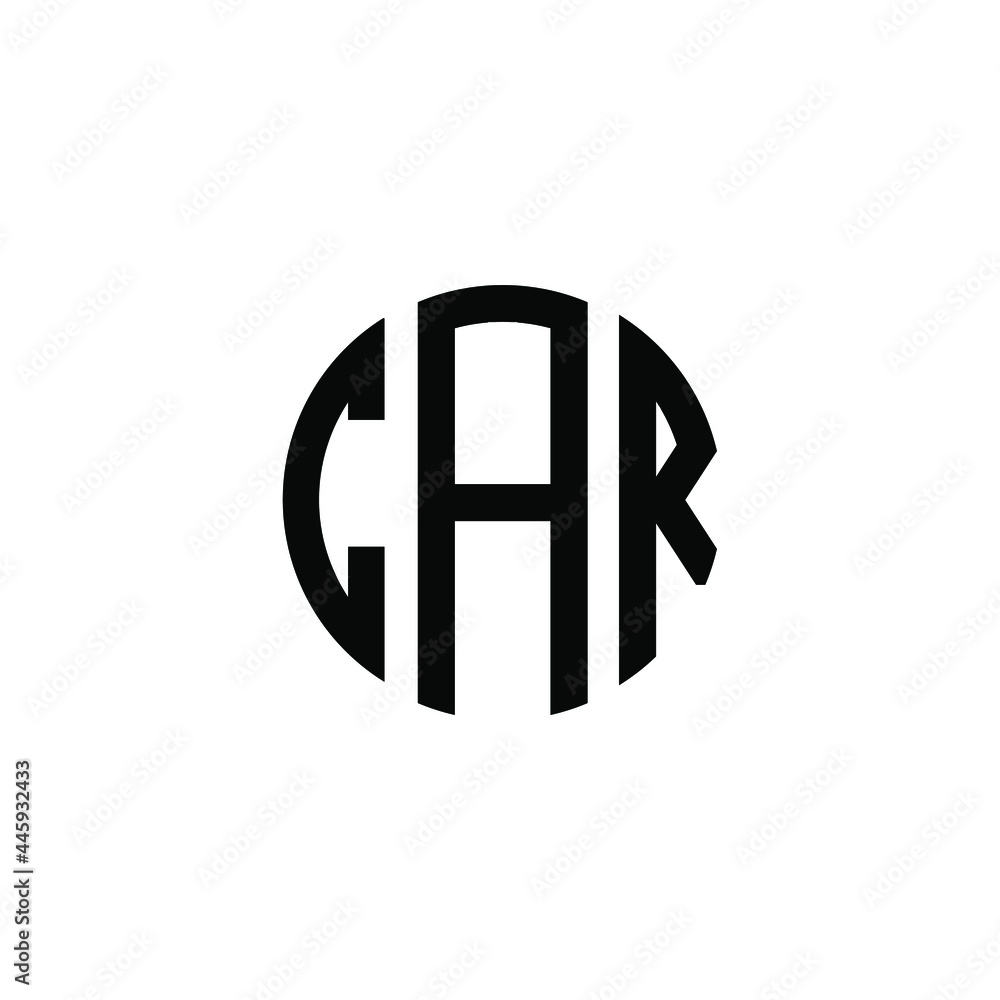 CAR letter logo design. CAR letter in circle shape. CAR Creative three ...