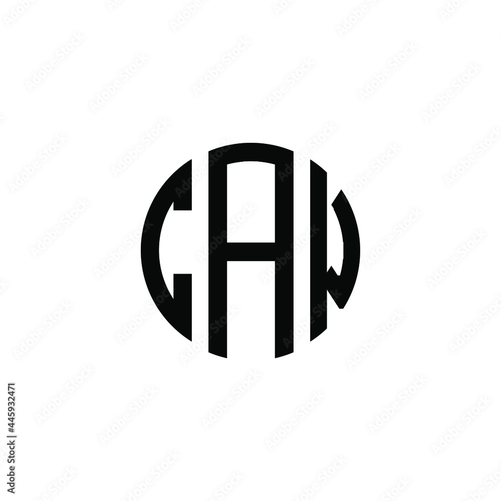 CAW letter logo design. CAW letter in circle shape. CAW Creative three ...