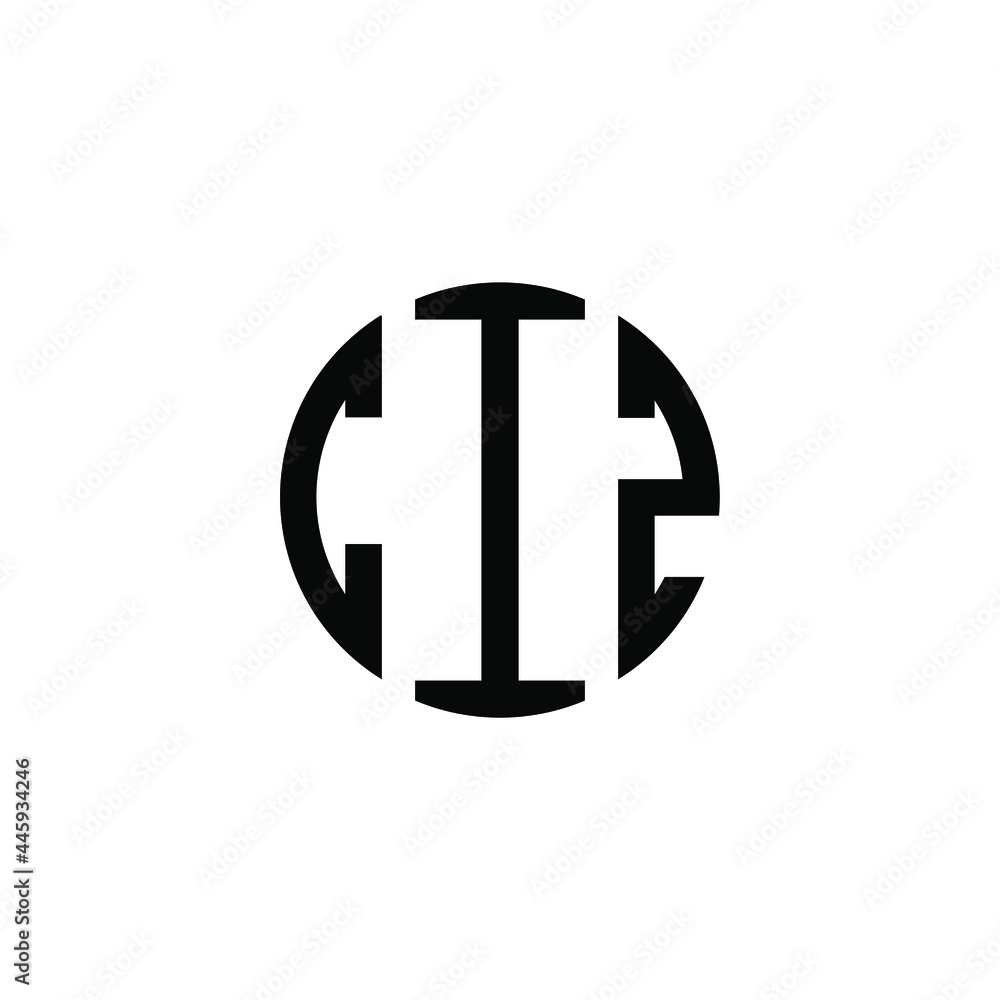 CIZ letter logo design. CIZ letter in circle shape. CIZ Creative three ...