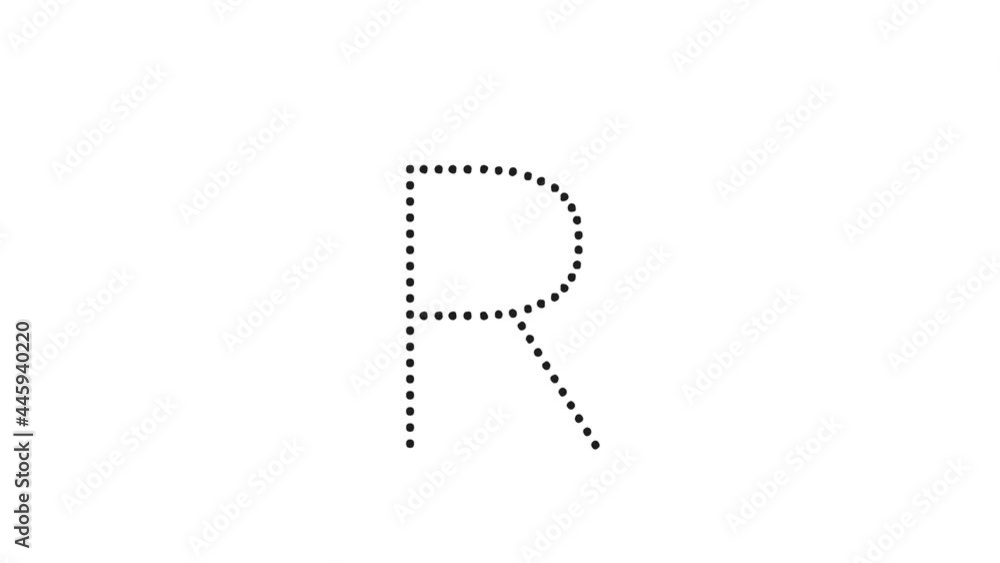 Tutorial for writing English alphabet. Trace the letter R with a pencil ...