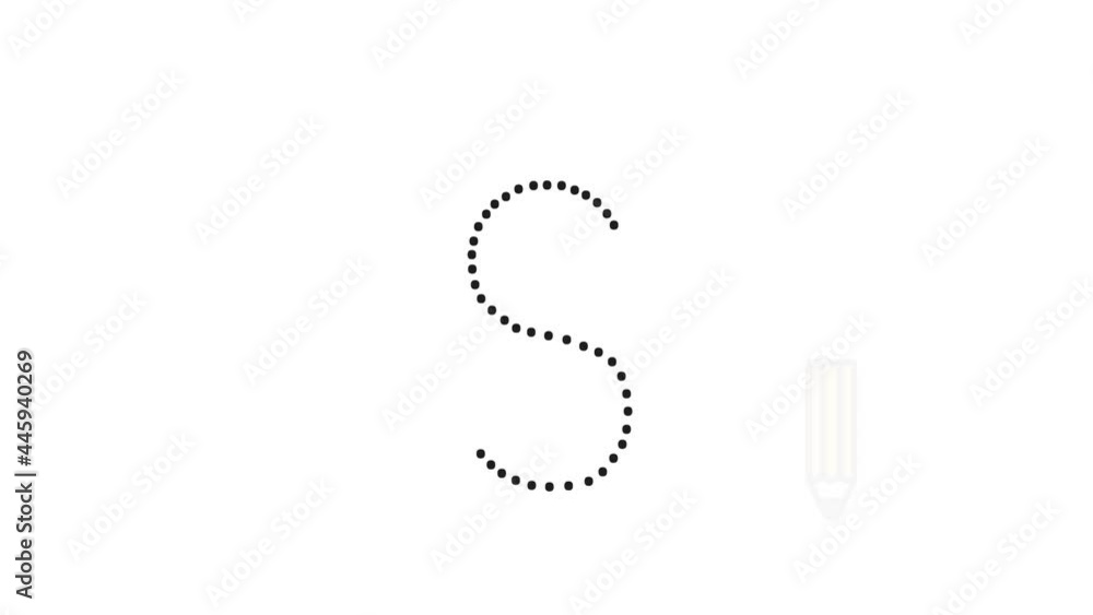 Tutorial for writing English alphabet. Trace the letter S with a pencil ...
