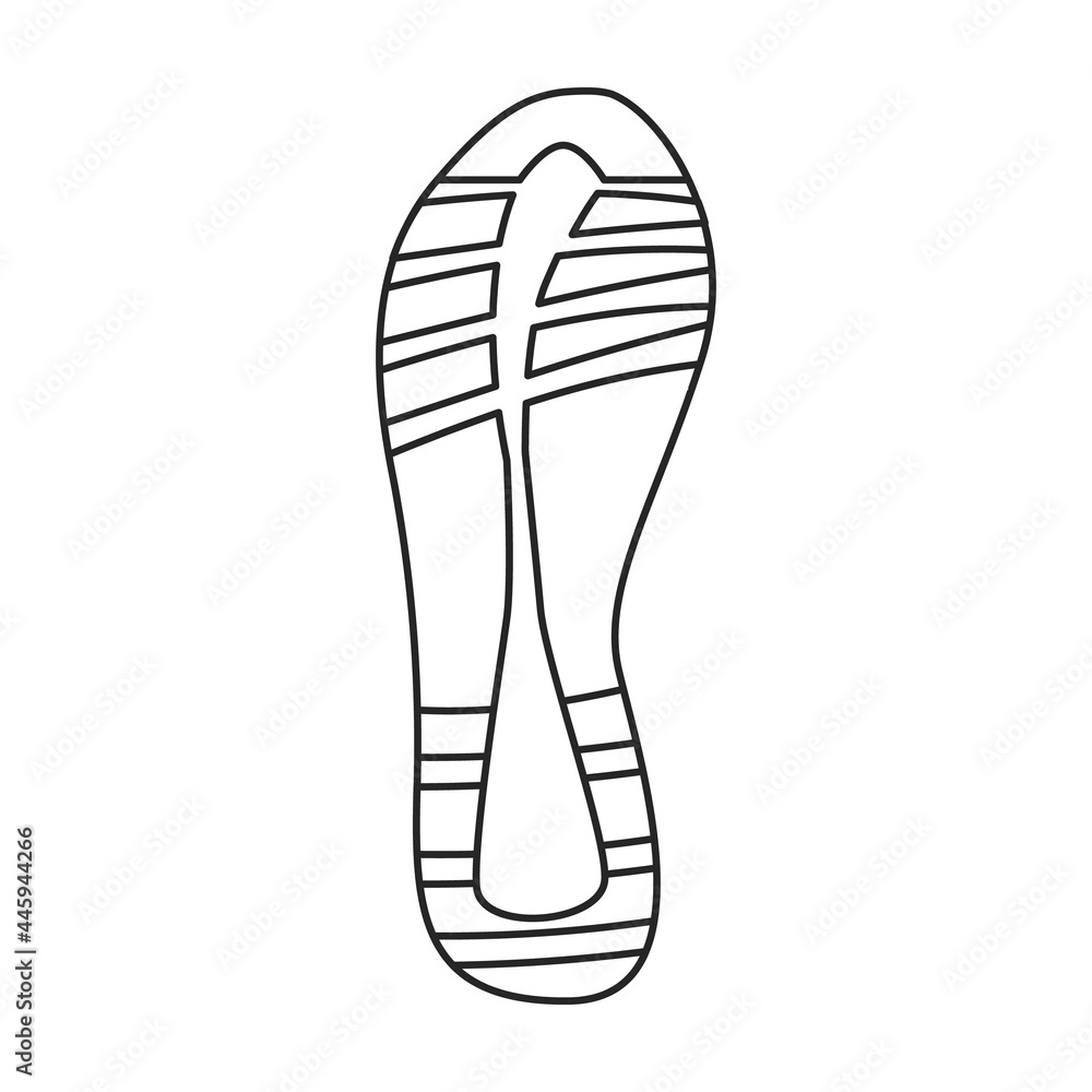 Footprint vector outline icon. Vector illustration sole print on white ...