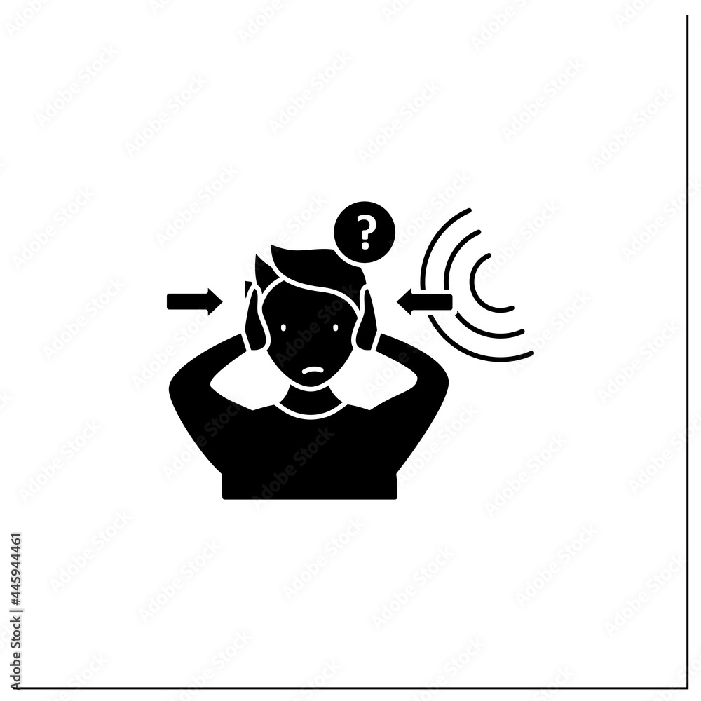 Auditory hallucinations glyph icon. False sound perceptions. Paracusia ...
