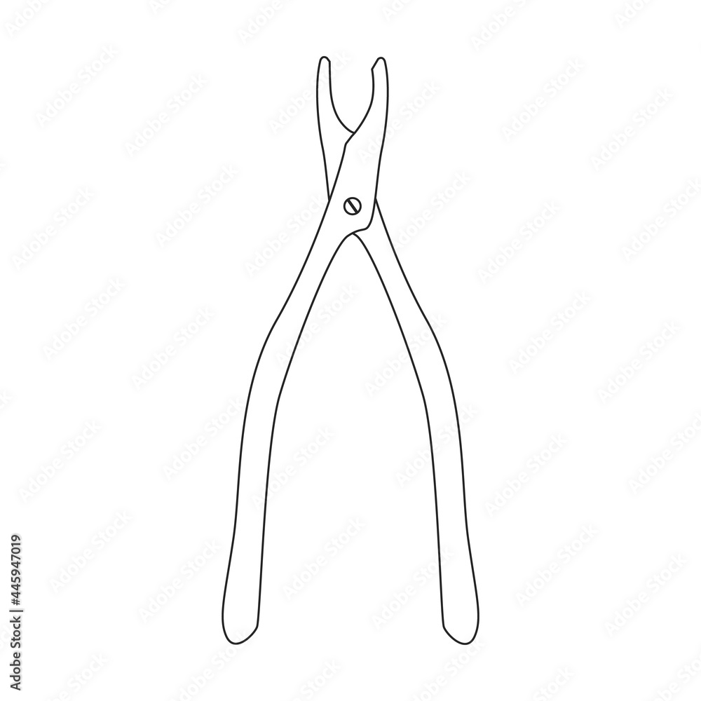 Medical forceps vector outline icon. Vector illustration clamp on white ...