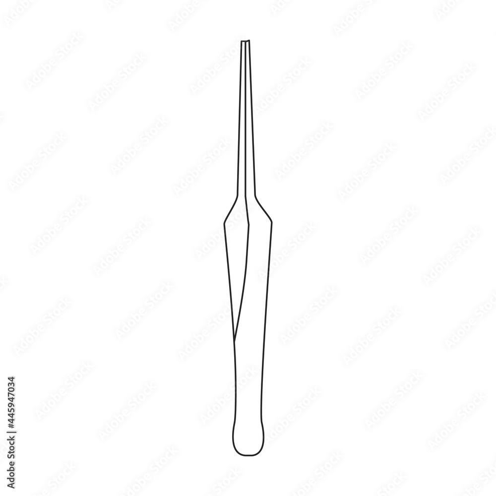 Medical forceps vector outline icon. Vector illustration clamp on white ...