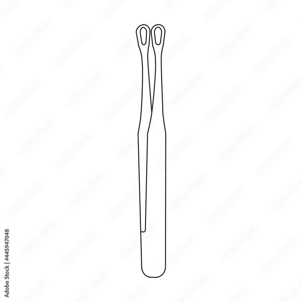 Medical forceps vector outline icon. Vector illustration clamp on white ...