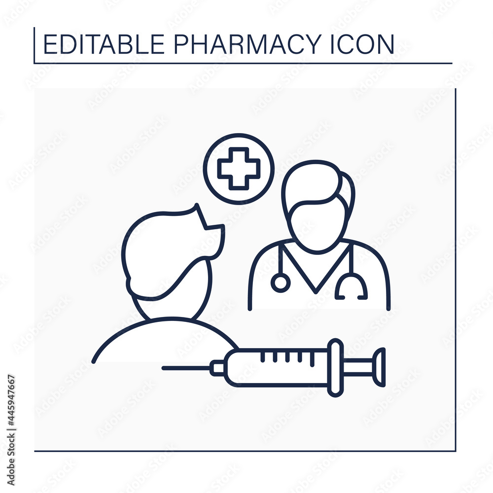 Specialty drugs line icon. Specialty pharmaceuticals. Doctor ...
