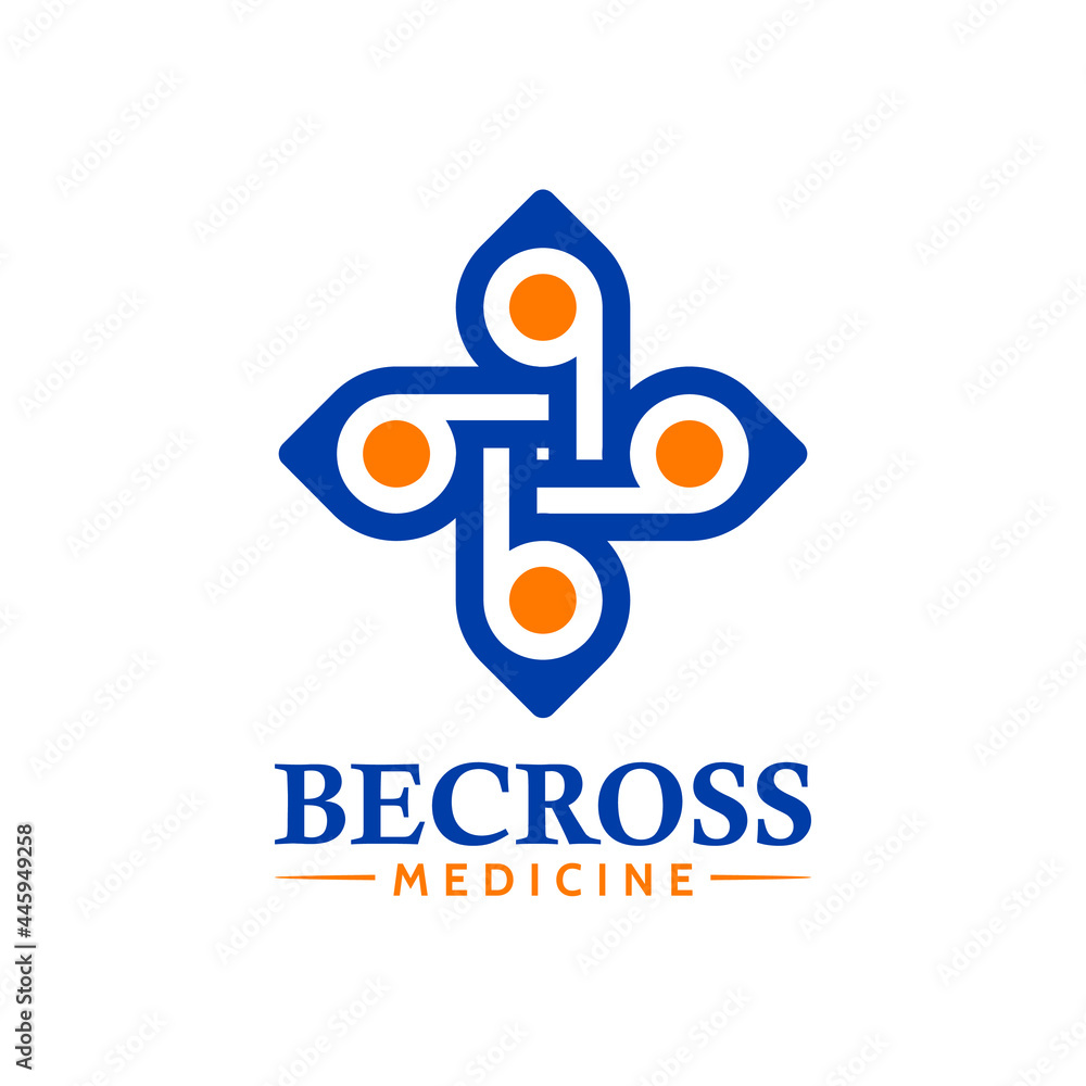 Letter B and Cross icon. Medicine Logo design. Vector Illustration ...