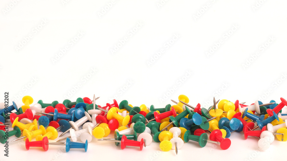 color pins isolated on white background , Copy space for you text Stock ...