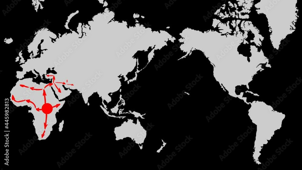 Animation of distribution scheme of Homo sapiens on continents of earth ...