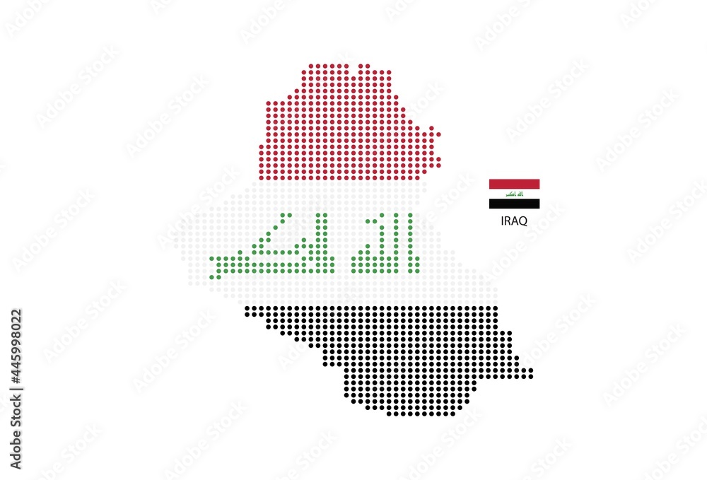 Iraq map design by color of Iraq flag in circle shape, White background ...