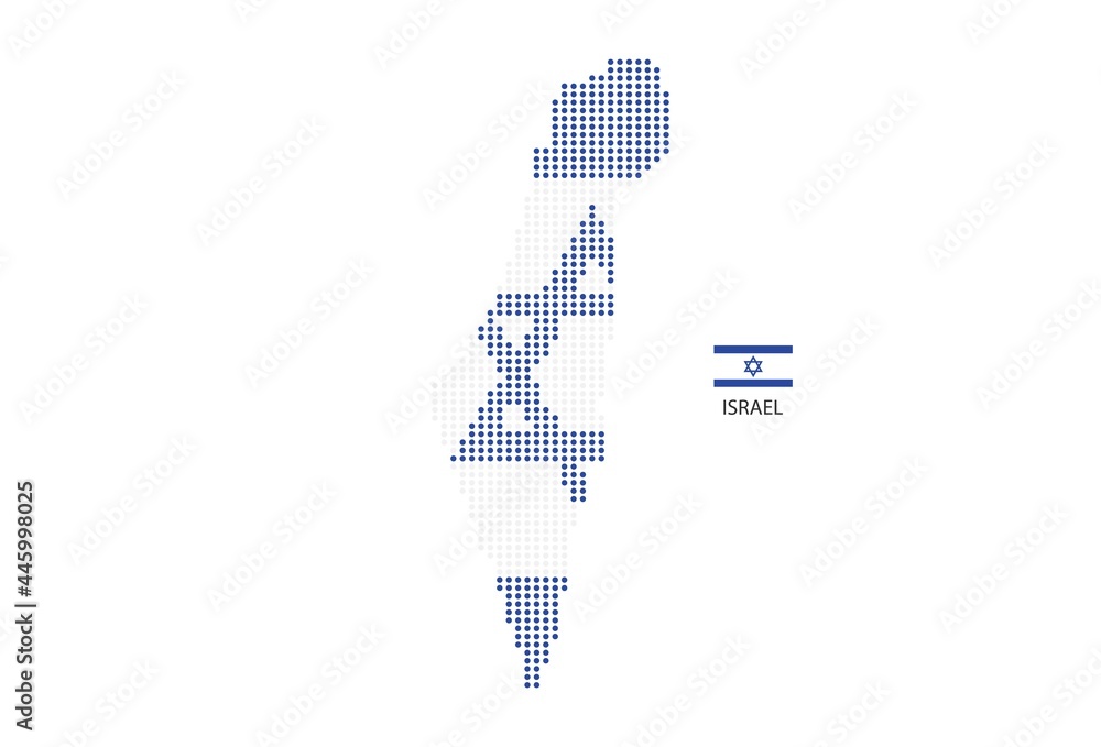 Israel map design by color of Israel flag in circle shape, White ...