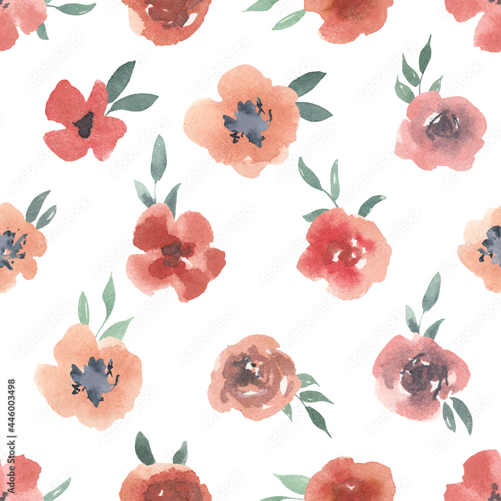 Watercolor pastel pink and blue floral seamless pattern clipart ...