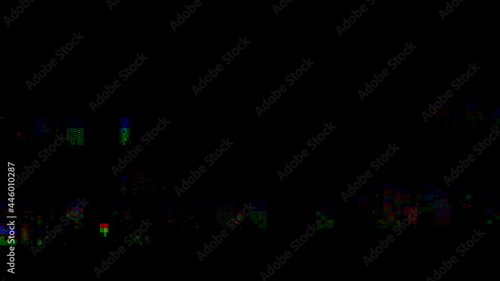 Horizontal distortion of broken video image on black background, VHS ...