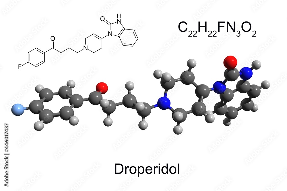 Chemical formula, skeletal formula, and ball-and-stick model of ...