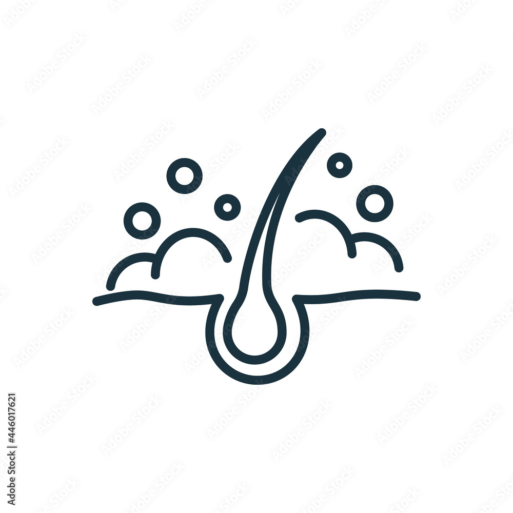 Hair Wash Line Icon. Follicle Washing with Shampoo and Foam Linear ...