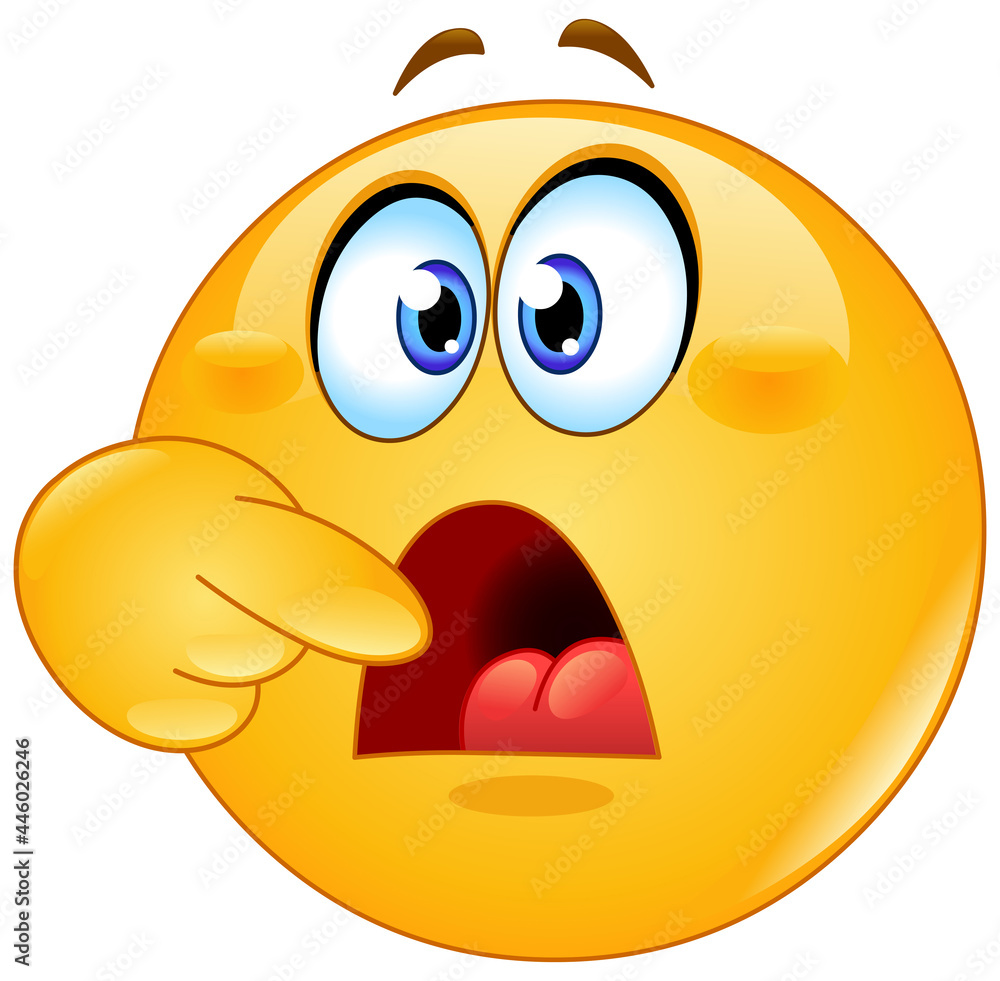 Hungry emoji emoticon asking for food by pointing to his open mouth. 素材 ...