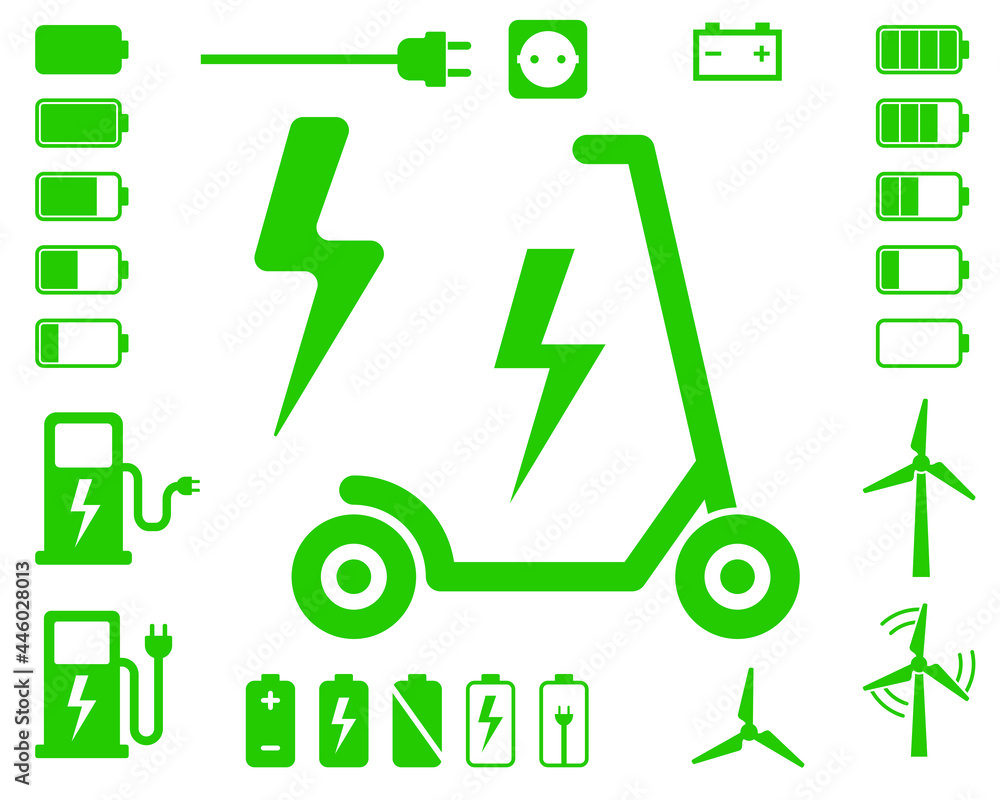 Electric Scooter icon symbol shape. E kick bike logo sign shape ...