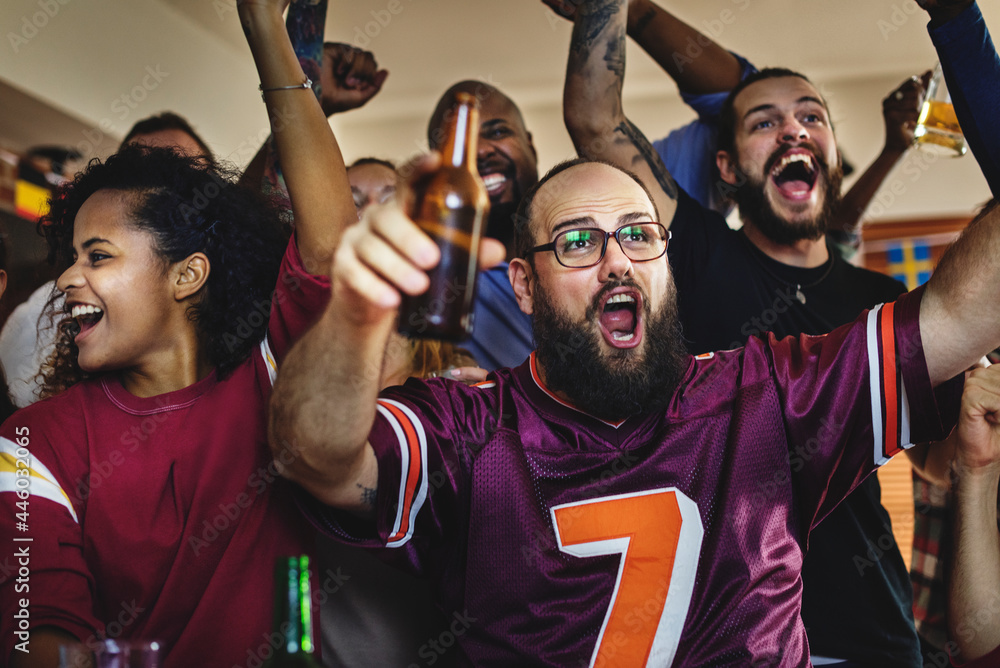 Friends cheering sport at bar together Stock Photo | Adobe Stock