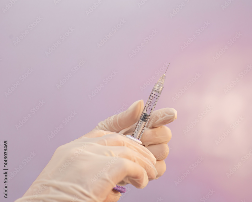 Vaccination concept background with copy space . Lipotropic injections ...