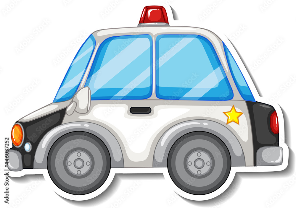 Sticker design with side view of police car isolated Stock Vector ...