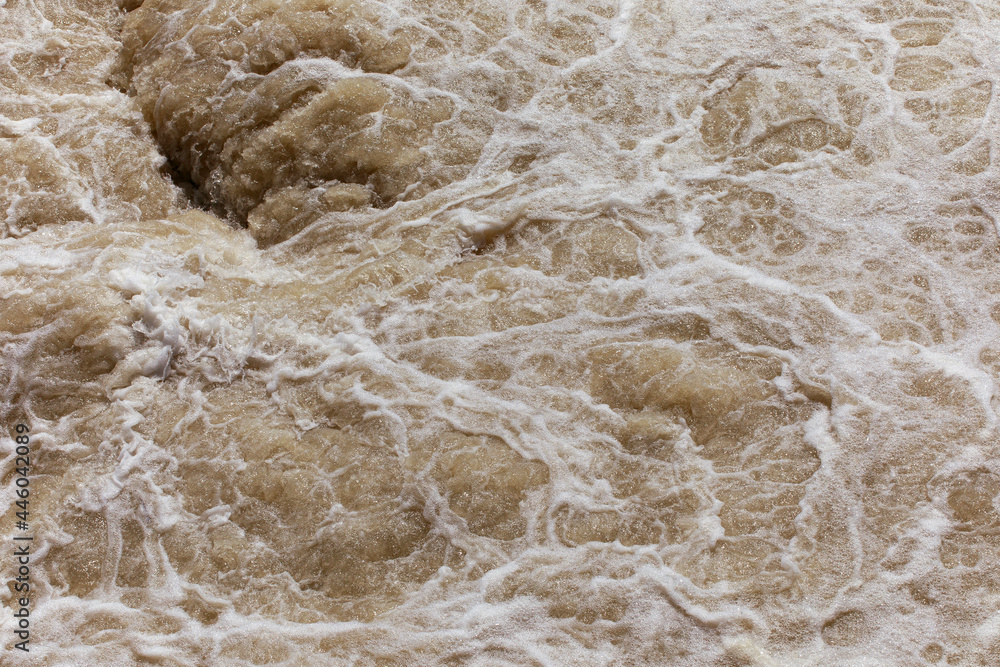 Water foam texture, rough water on the river, natural background, flood ...
