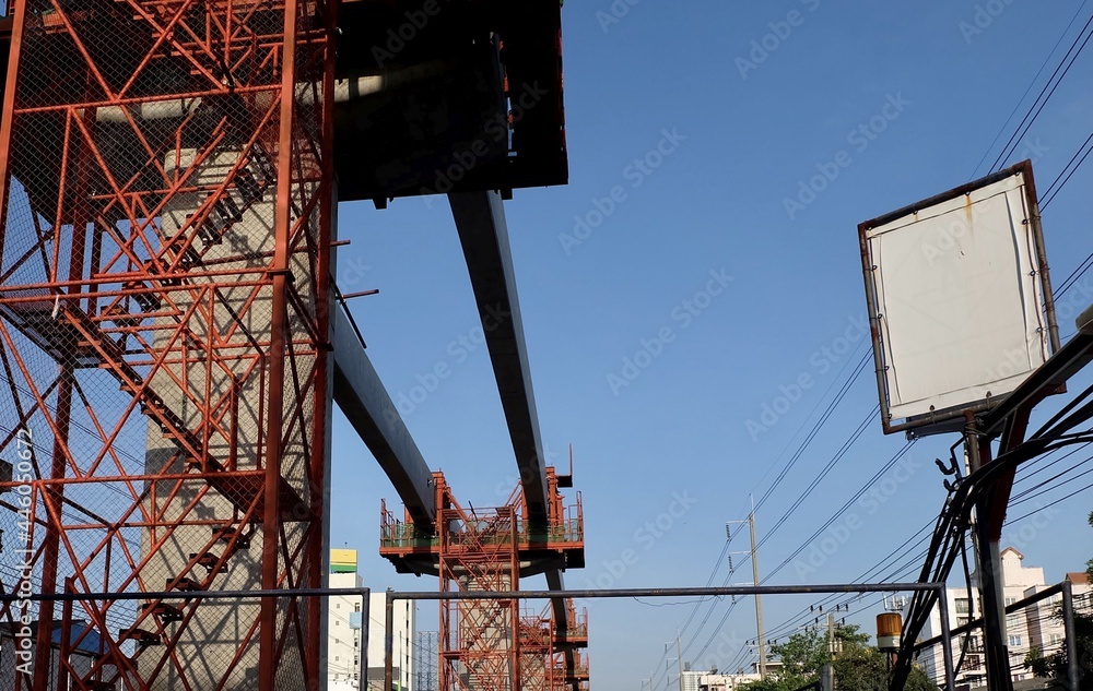 Monorail Construction Site in Samutprakan District, Thailand Stock ...
