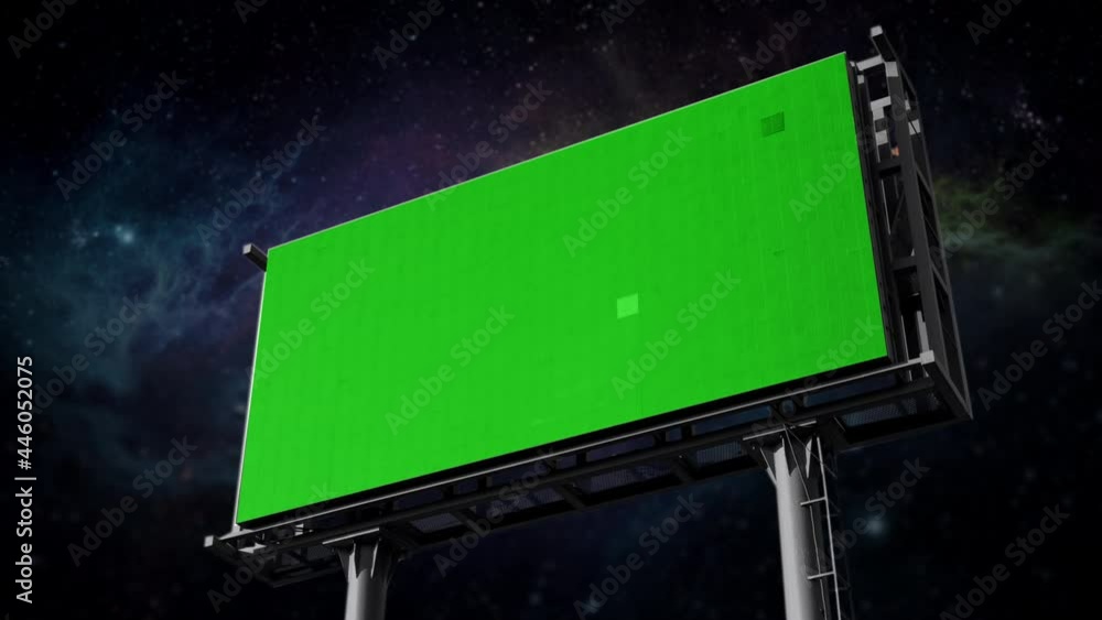 Green Screen Billboard Advertisement In Space Cosmos. Huge green screen ...