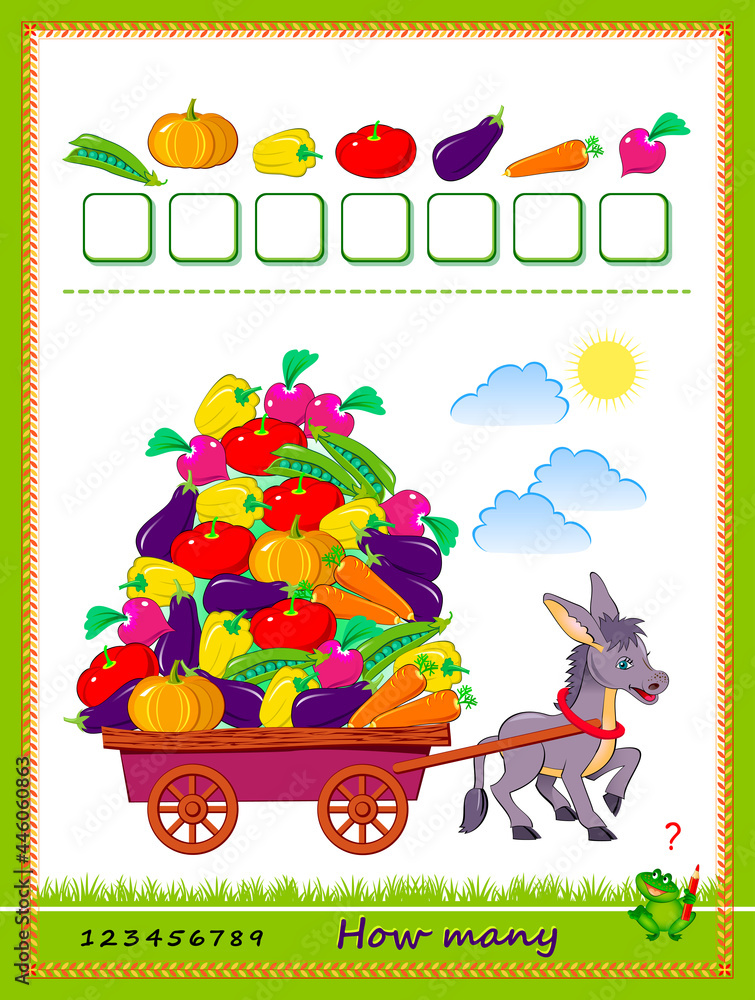Math education for children. How many vegetables harvested donkey ...