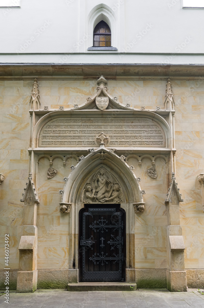 The Assumption of the Blessed Virgin Mary church gothic portal in ...