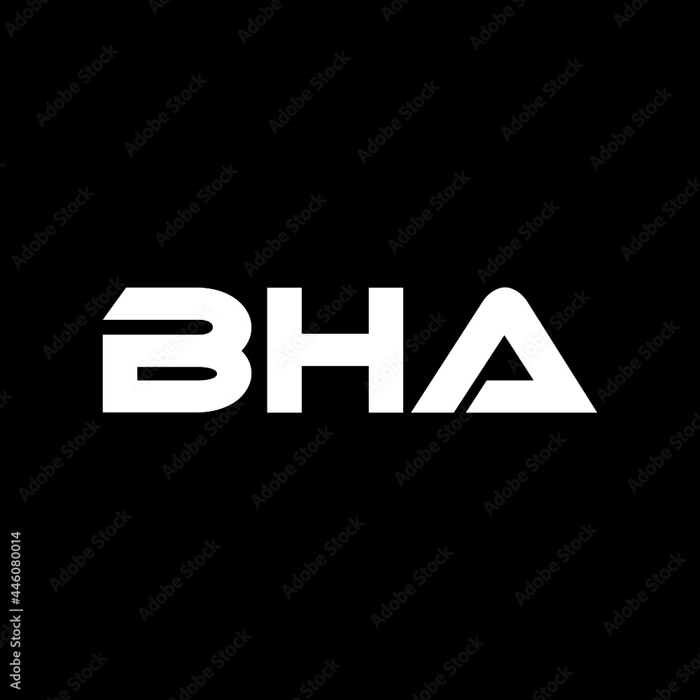 BHA letter logo design with black background in illustrator, vector ...