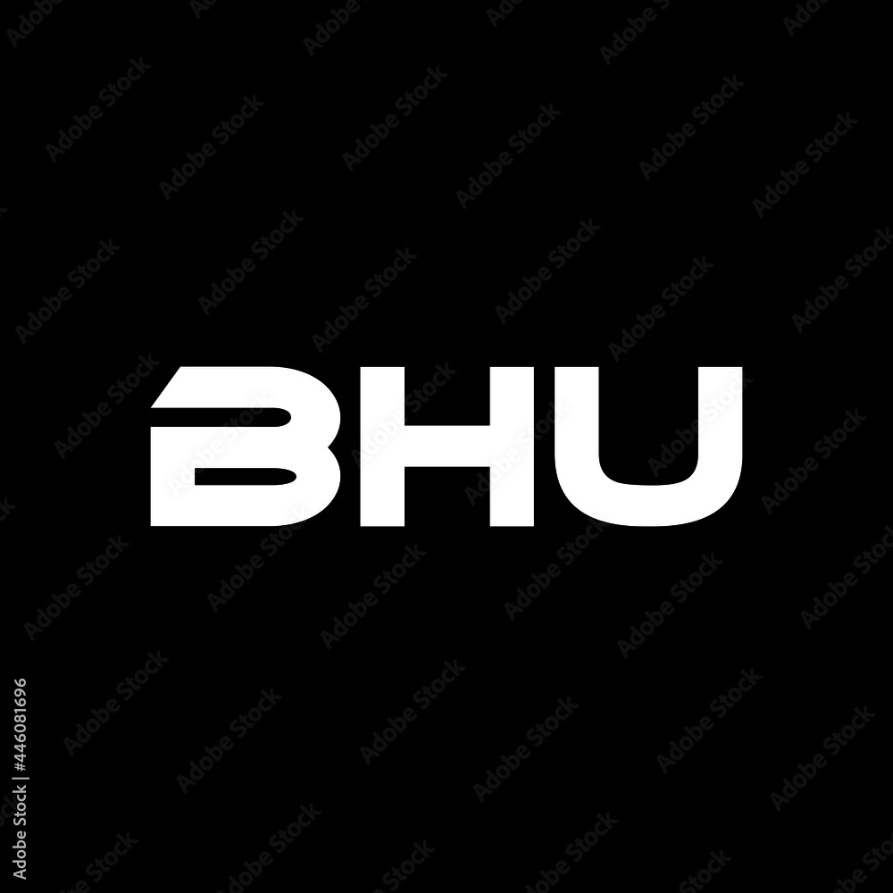 BHU letter logo design with black background in illustrator, vector ...