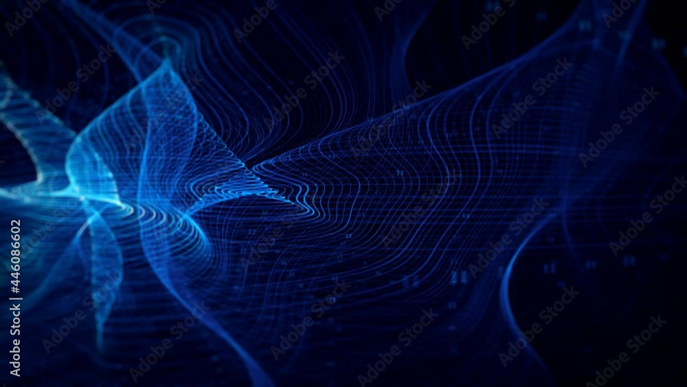Abstract Flowing Particle Lines Data Concept Background Loop/ 4k ...