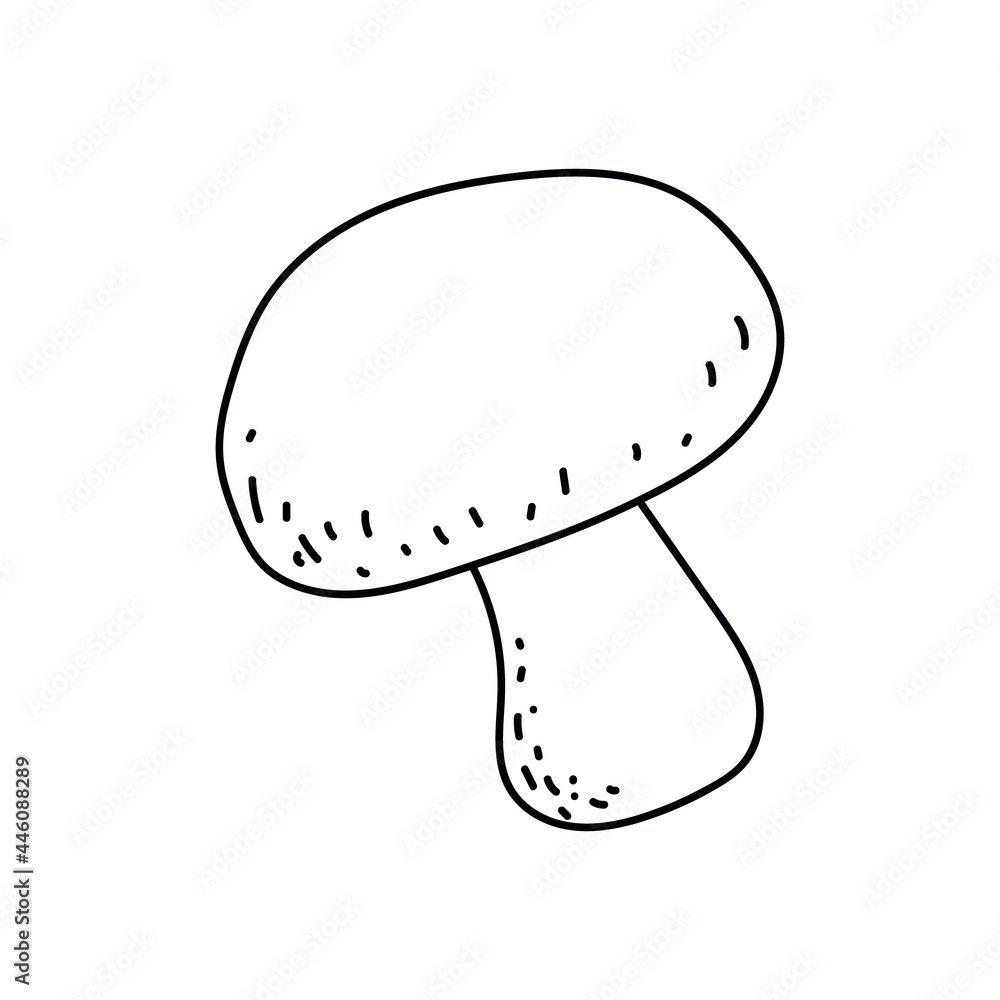 Champignon outline doodle icon isolated on white background. Vegetarian ...