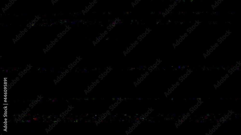 Horizontal distortion of broken video image on black background, VHS ...