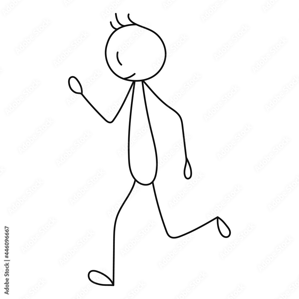 stick figure man running, isolated vector Stock Vector | Adobe Stock